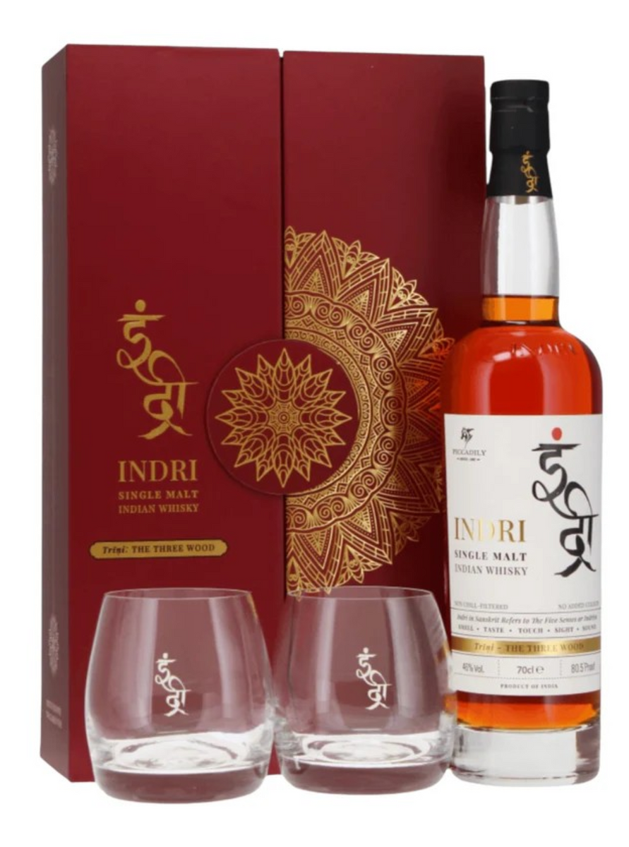 Indri 'Trini - The Three Wood' Single Malt Whisky Gift Pack (India ...